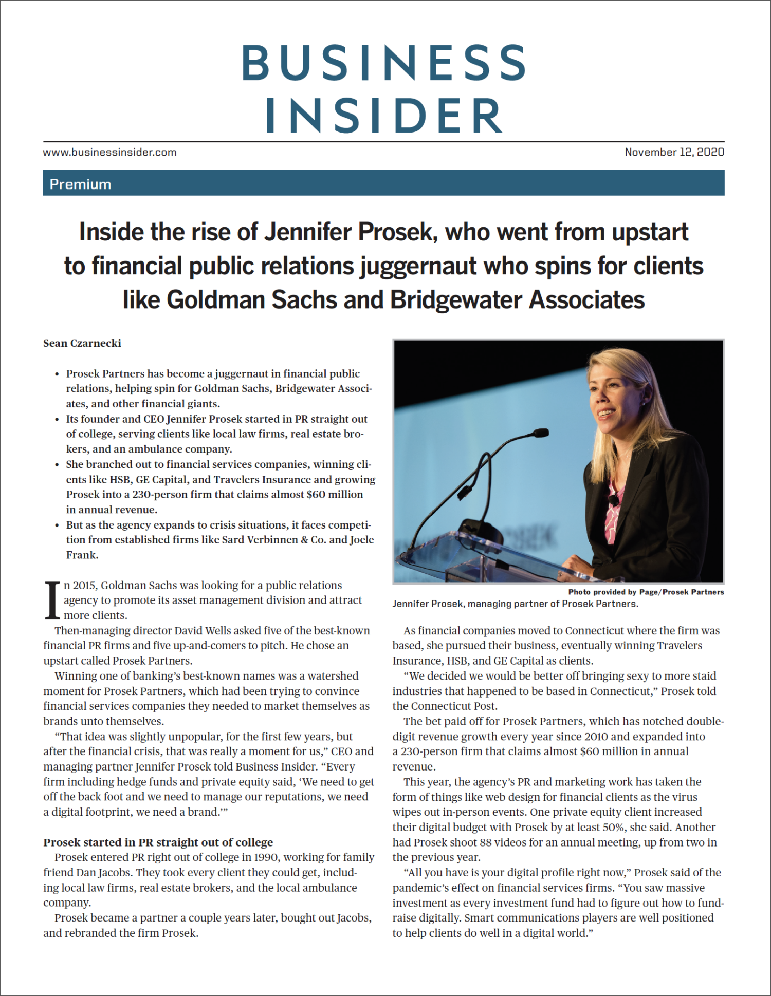 Inside the rise of Jennifer Prosek, who went from upstart to financial ...