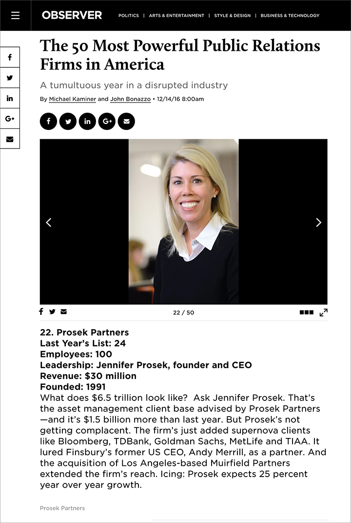 Prosek Partners Honored as One of The 50 Most Powerful Public Relations ...